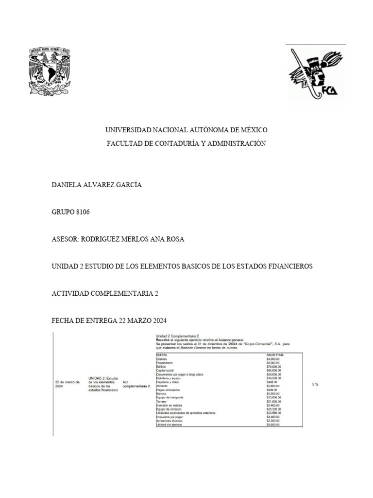 UNIDAD 2 ACTIVIDAD COMPLEMENTARIA 2 | PDF