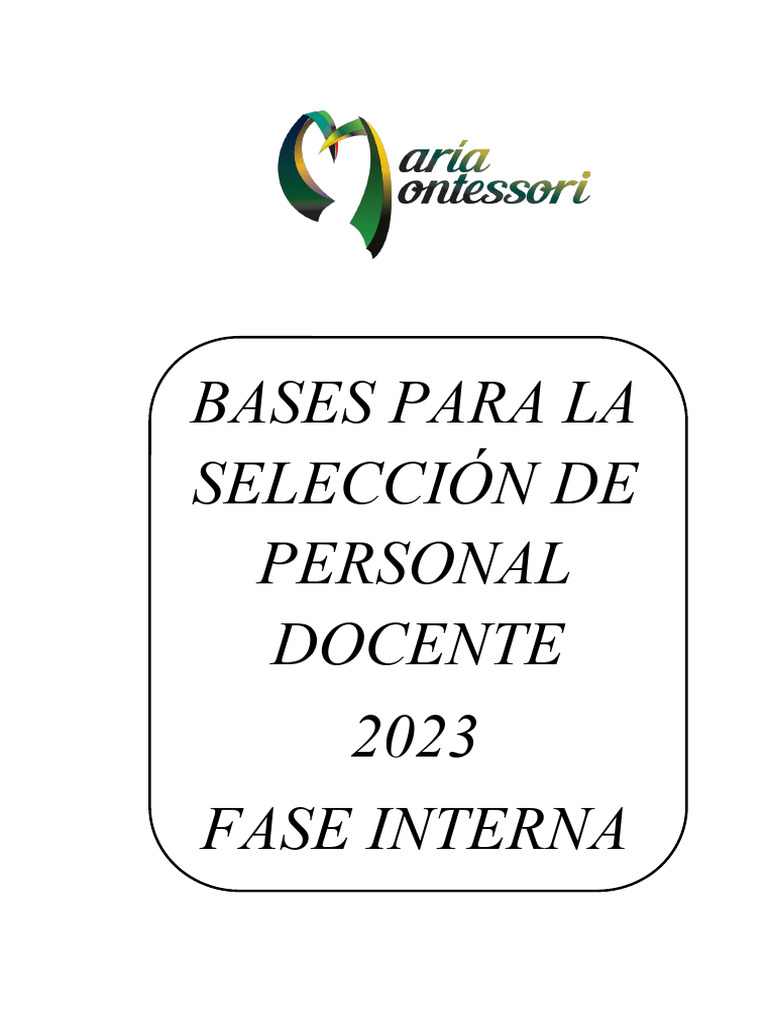 Bases Seleccion Docente 2023 Fase Interna | PDF | Maestros | Plan de estudios