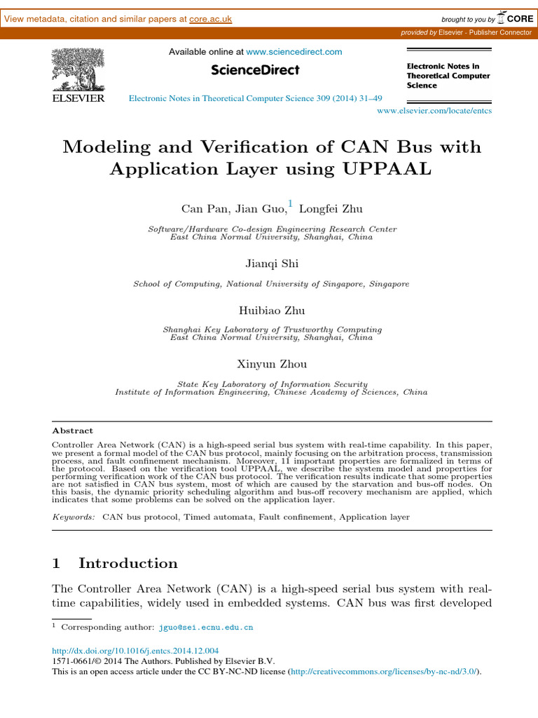 Modeling and Verification of CAN Bus | PDF | Osi Model | Computing