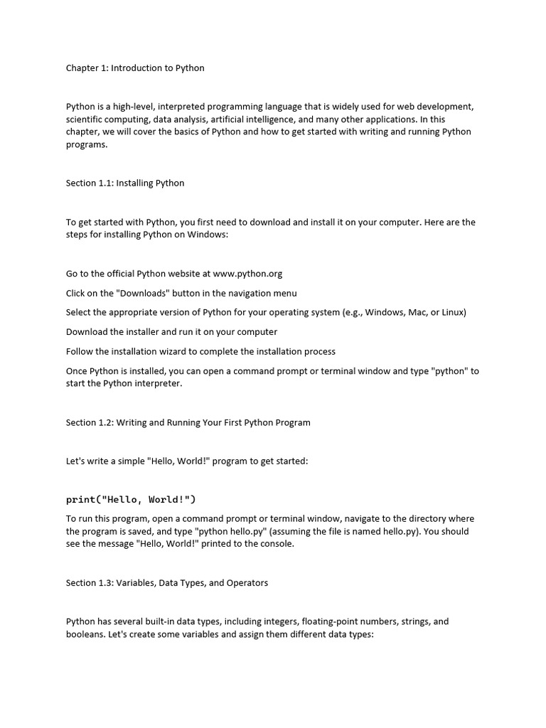 Chapter 1 | PDF | Python (Programming Language) | Data Type