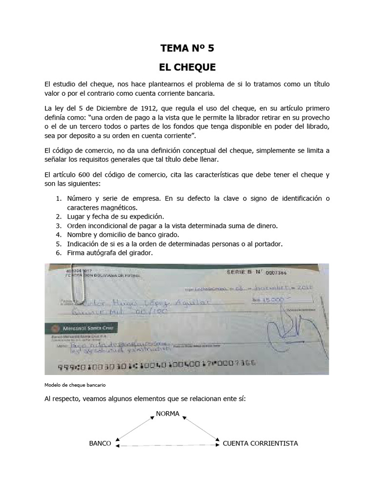 Tema #5 (El Cheque) | PDF | Cheque | Bancos