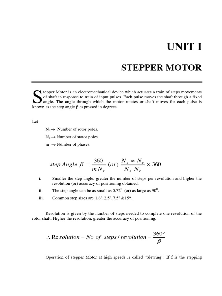 Stepper Motor Notes | PDF | Electric Motor | Electrical Engineering