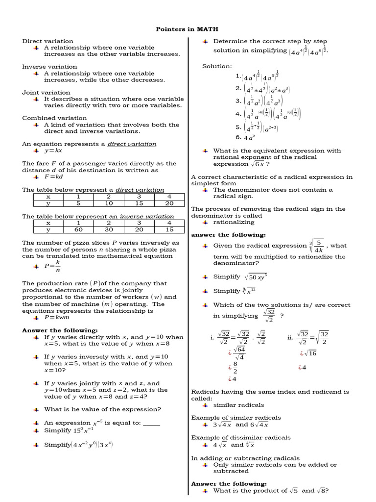 Pointers | PDF | Equations | Applied Mathematics