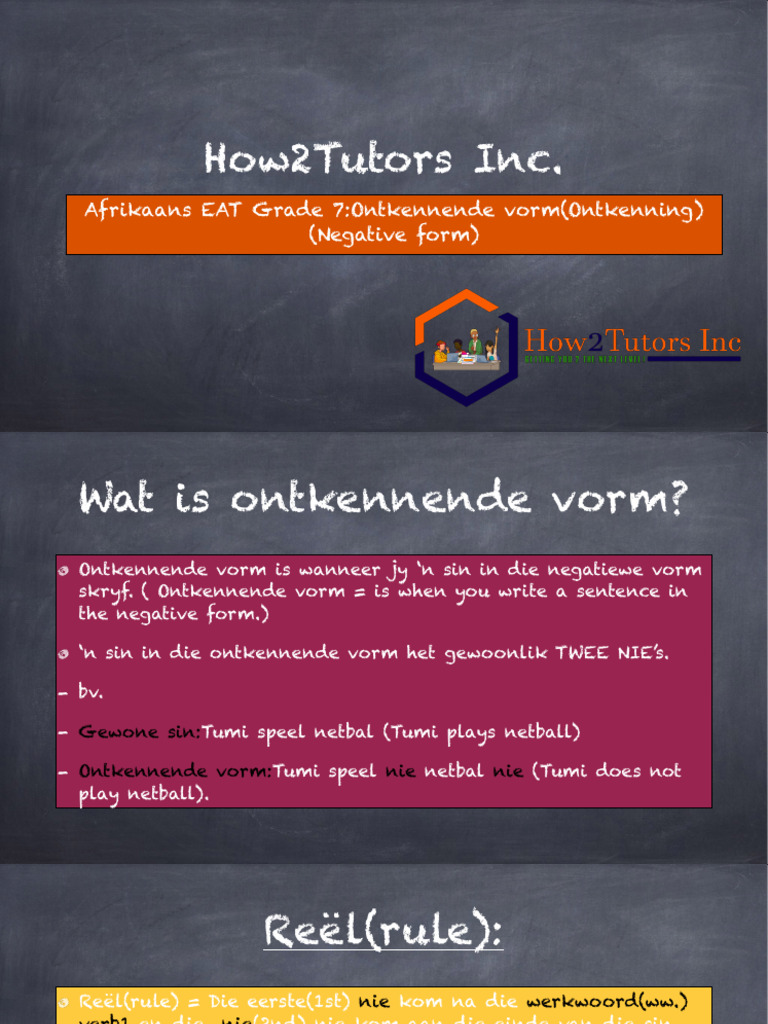 Afrikaans Grade 7 Ontkenning Vorm | PDF