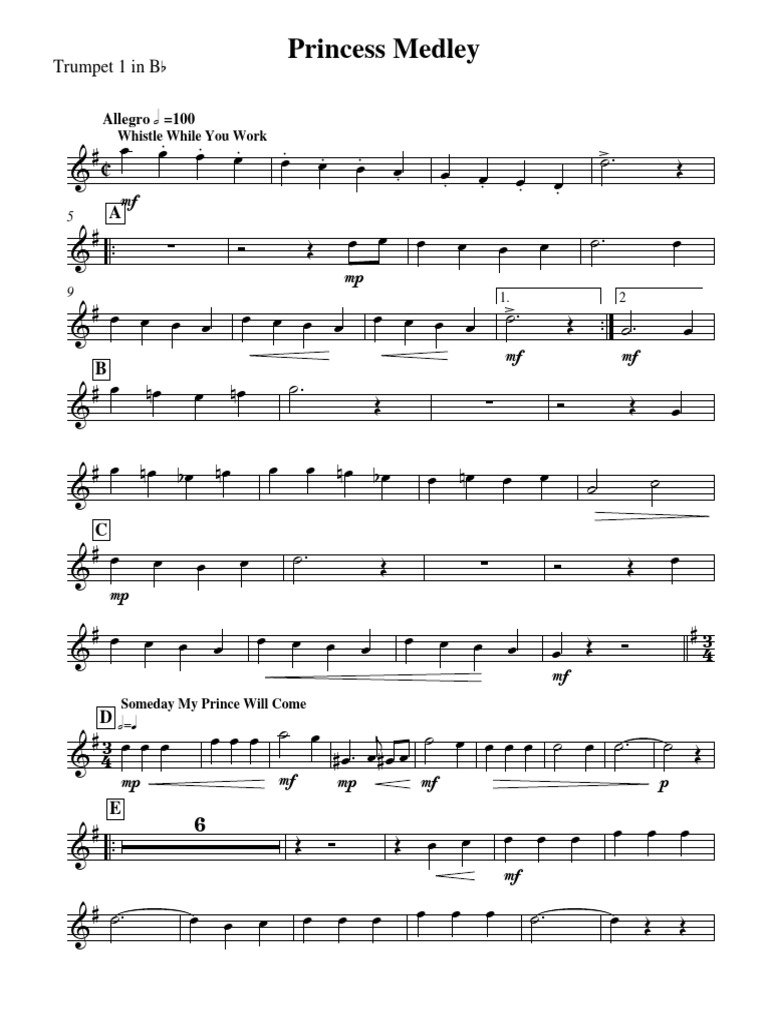 Princess Medley Quintet Parts | PDF
