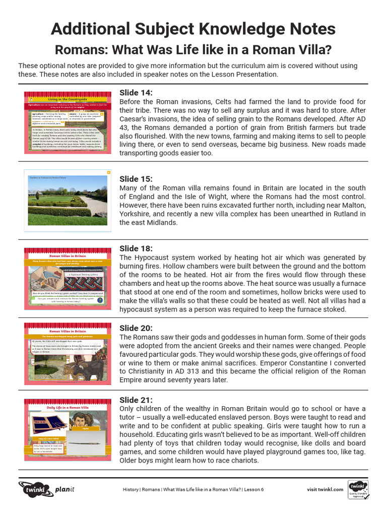 Additional Subject Knowledge Notes | PDF | Foods | Roman Empire