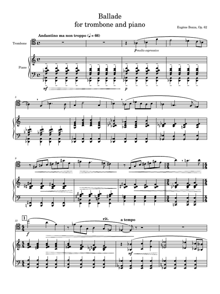 Bozza Ballade Piano Part | PDF | Musical Notation | Musical Compositions