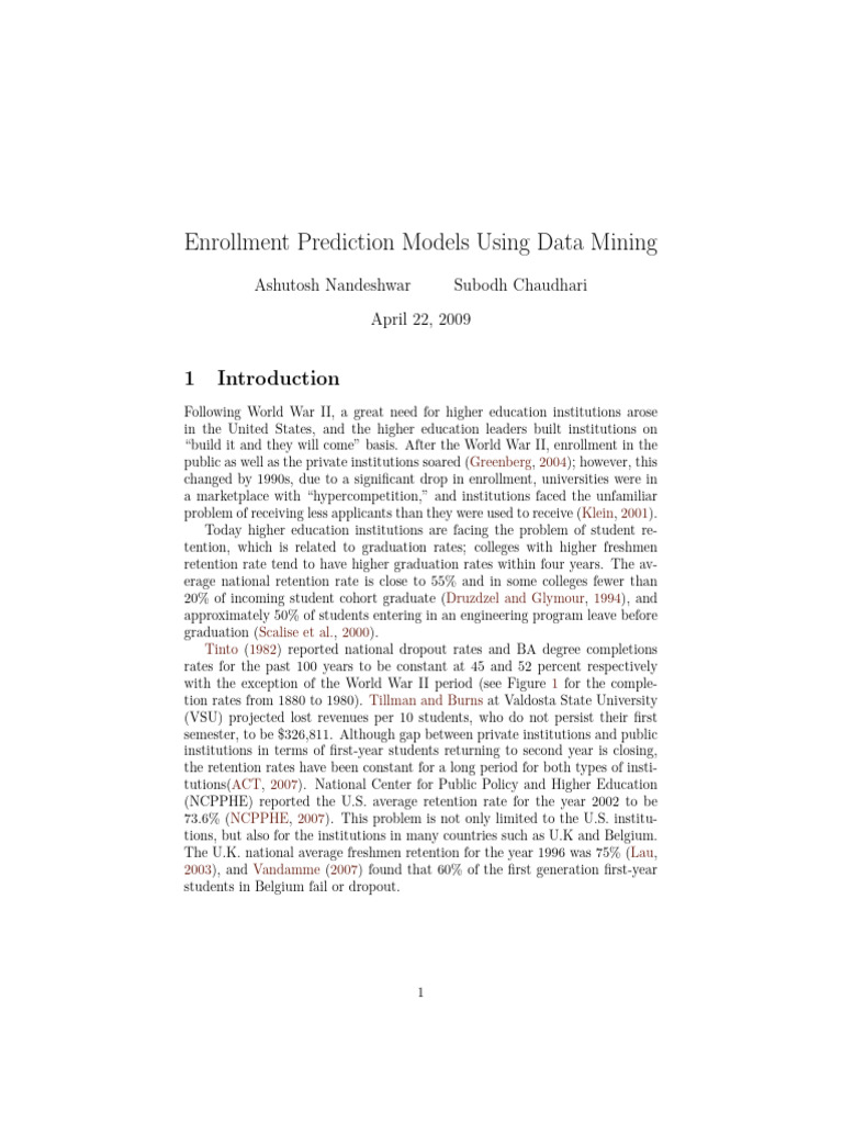 Enrollment Prediction - Project | PDF | Applied Mathematics Enrollment Prediction - Project | PDF | Applied Mathematics