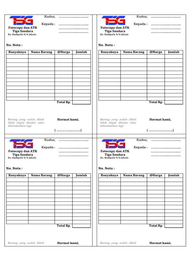 NOTA Fotocopy Dan ATK | PDF