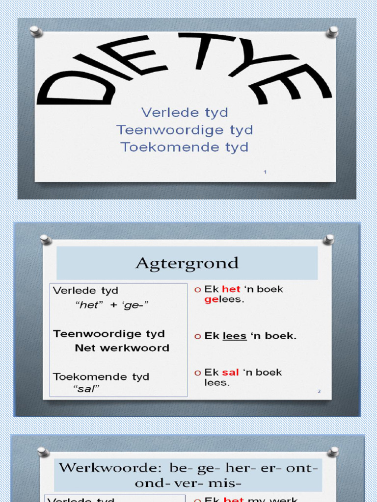 Tye Van Die Werkwoord Week 6 en 7 | PDF