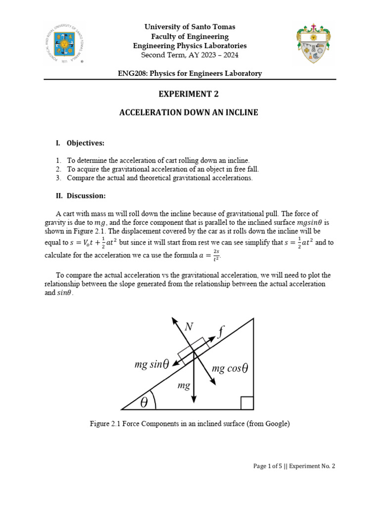 Acceleration Down Incline Lab | PDF | Force | Acceleration