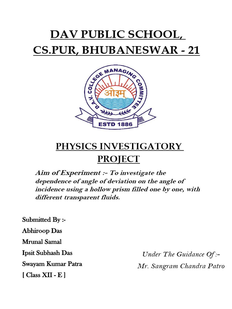 Phy Project | Download Free PDF | Refraction | Refractive Index