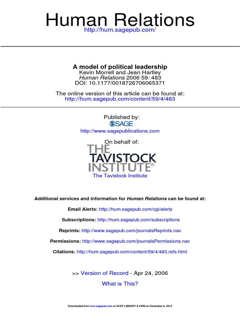 Kevin Morrell & Jean Hartley (2006) A Model of Political Leadership ...