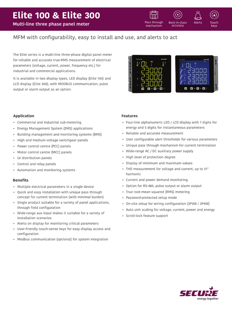 secure-elite-300-multifunction-meter | PDF | Power Supply | Electrical Engineering