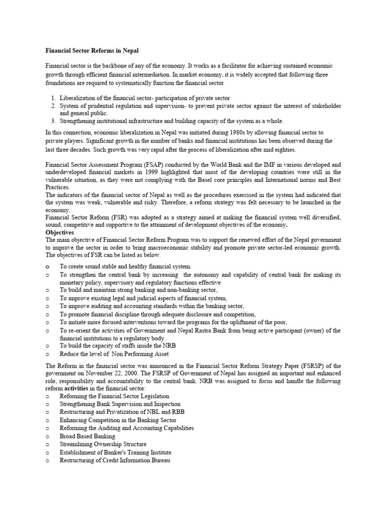 Nepal's Financial Sector Reforms | PDF | Banks | Economies