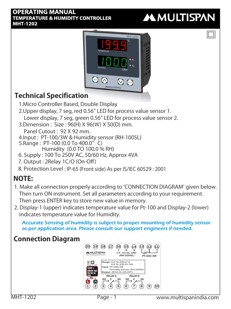 Humidity Temperature Controller | PDF | Equipment | Engineering Thermodynamics