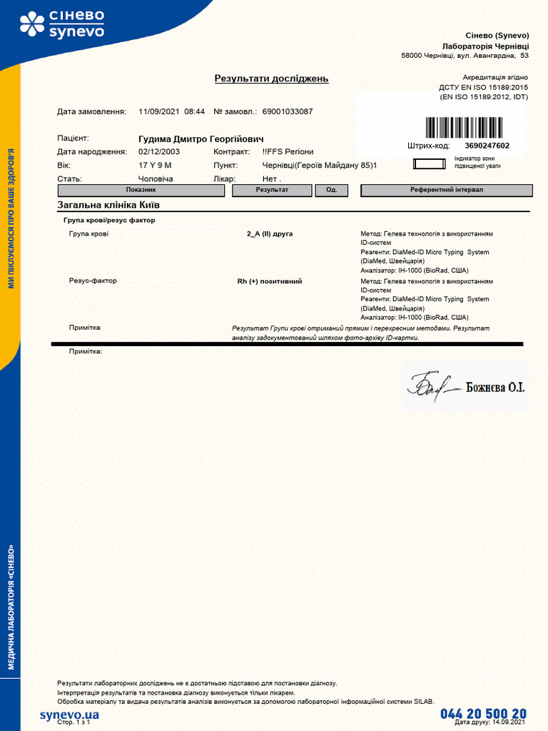 Synevo Results | PDF