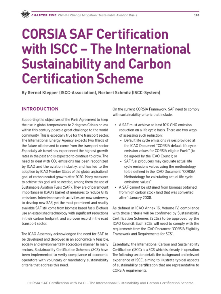 2019 - ICAO Environmental Report CORSIA SAF Certification With ISCC ...