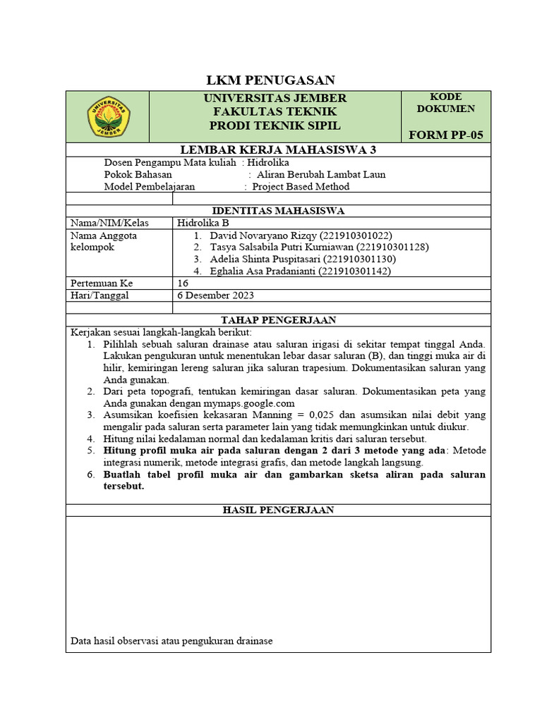 LKM 3 Hidrolika Kelompok | PDF