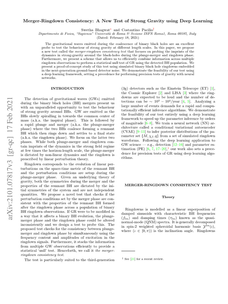 Merger-Ringdown Consistency: A New Test of Strong Gravity Using Deep ...
