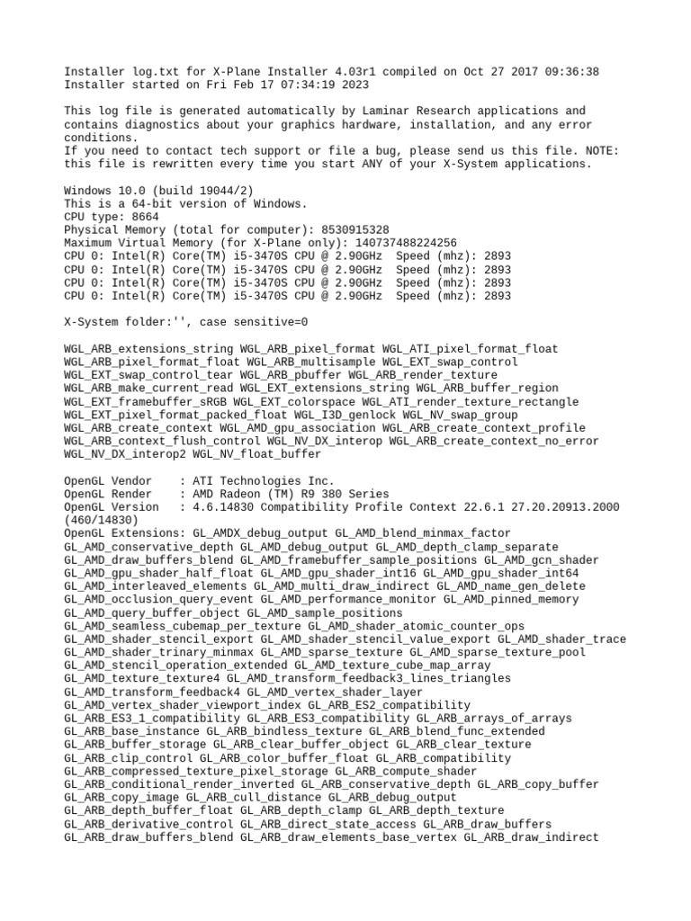 X-Plane Installer Log | PDF | Graphics Processing Unit | Computing