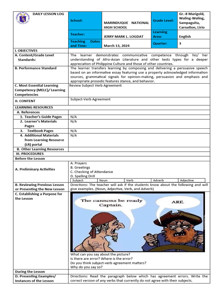 ENG-8 Q3 Review SVA Part-1 | PDF | Grammatical Number | Plural