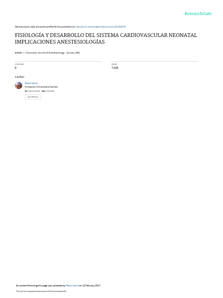 Fisiología y Desarrollo Del Sistema Cardiovascular Neonatal ...