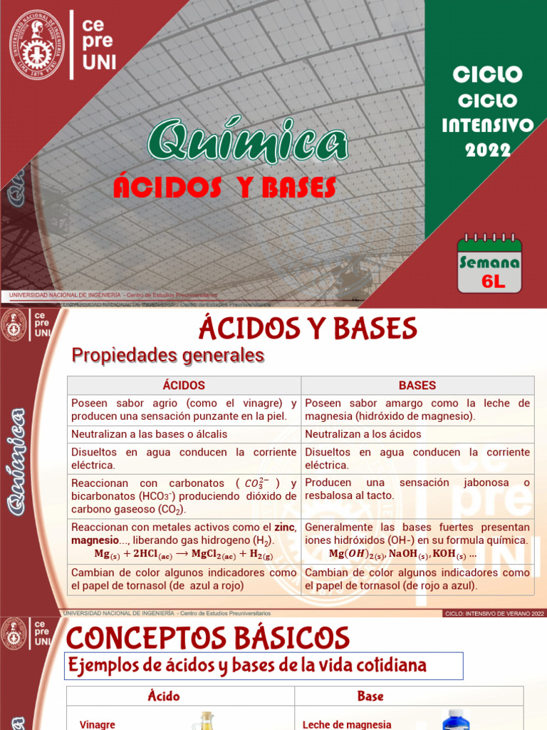 Semana 06 Lunes 1 Acidos y Bases | PDF | Ácido | Moléculas