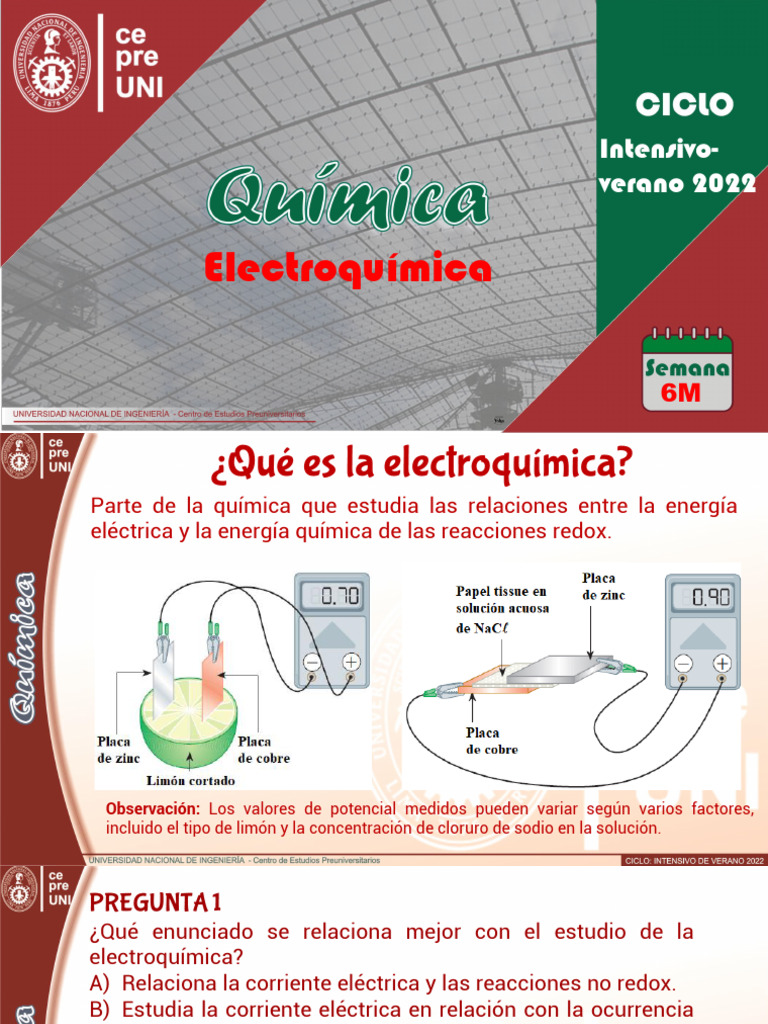 Semana 06.2 Electroqúimica | PDF | Redox | Electrodo