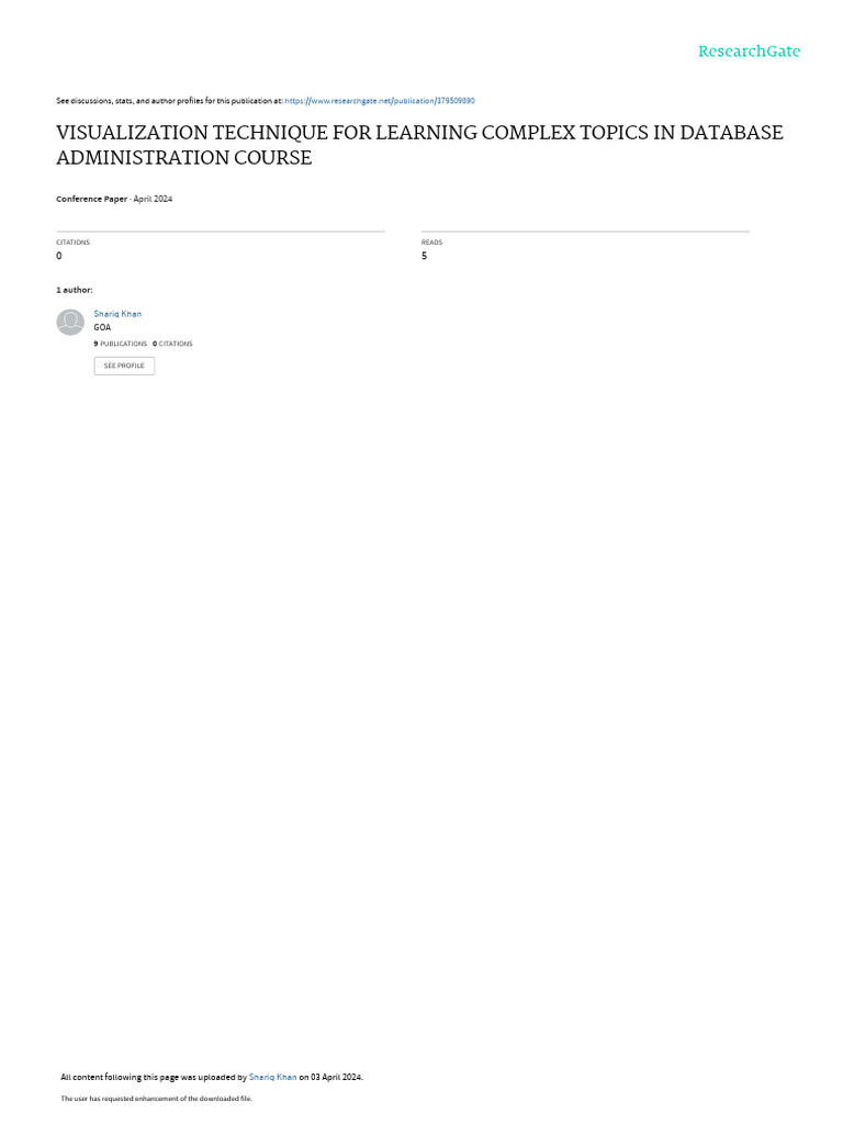 Visualization Technique For Learning Complex Topics in Database Administration Course | PDF ...