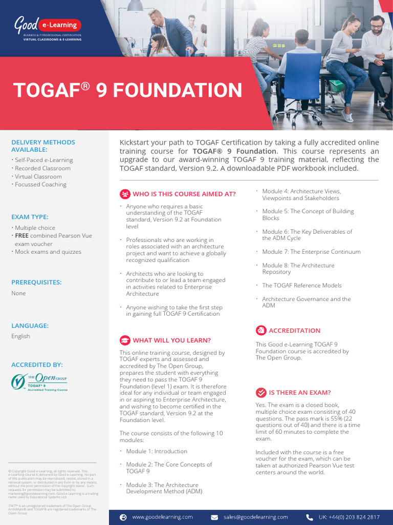 TOGAF 9 Foundation Datasheet 1 1 | PDF | Educational Technology ...