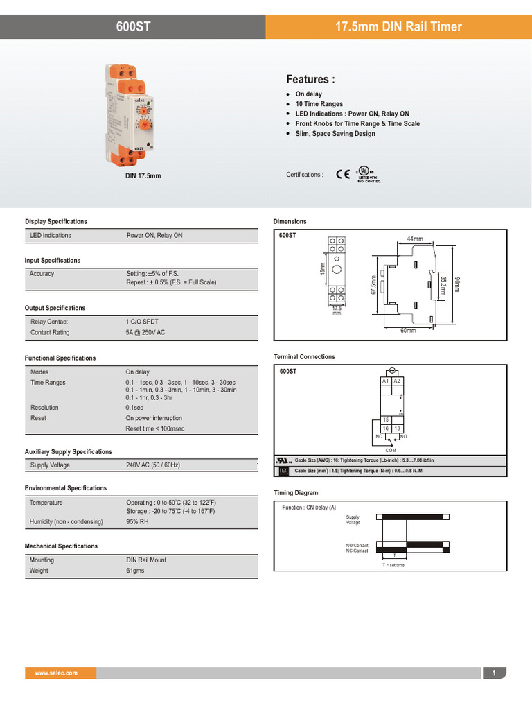 600ST Datasheet | PDF | Relay | Electrical Engineering