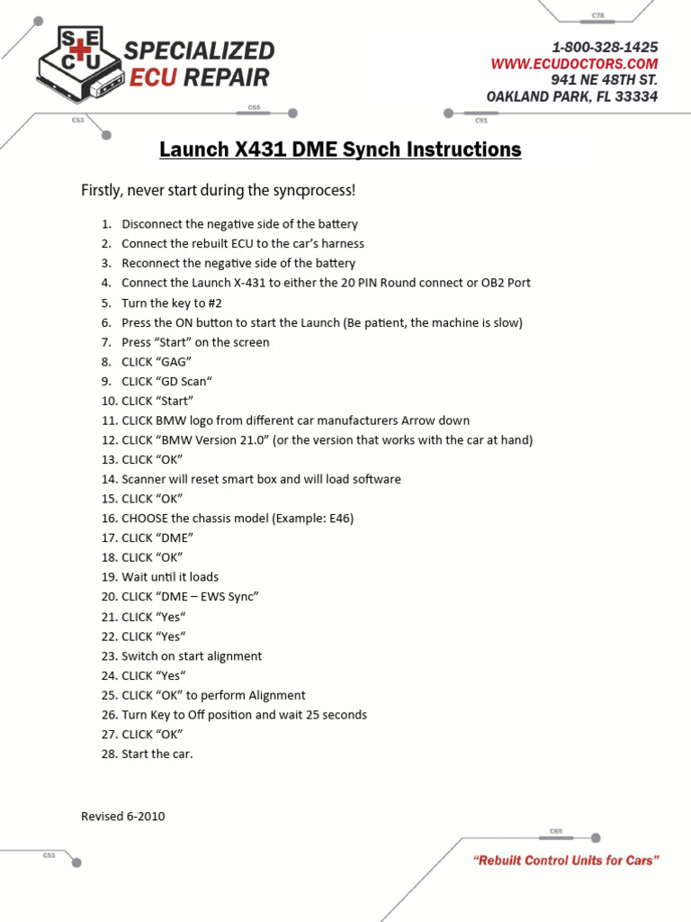 Launch-X431-BMW-DME-EWS-synch-instructions | PDF