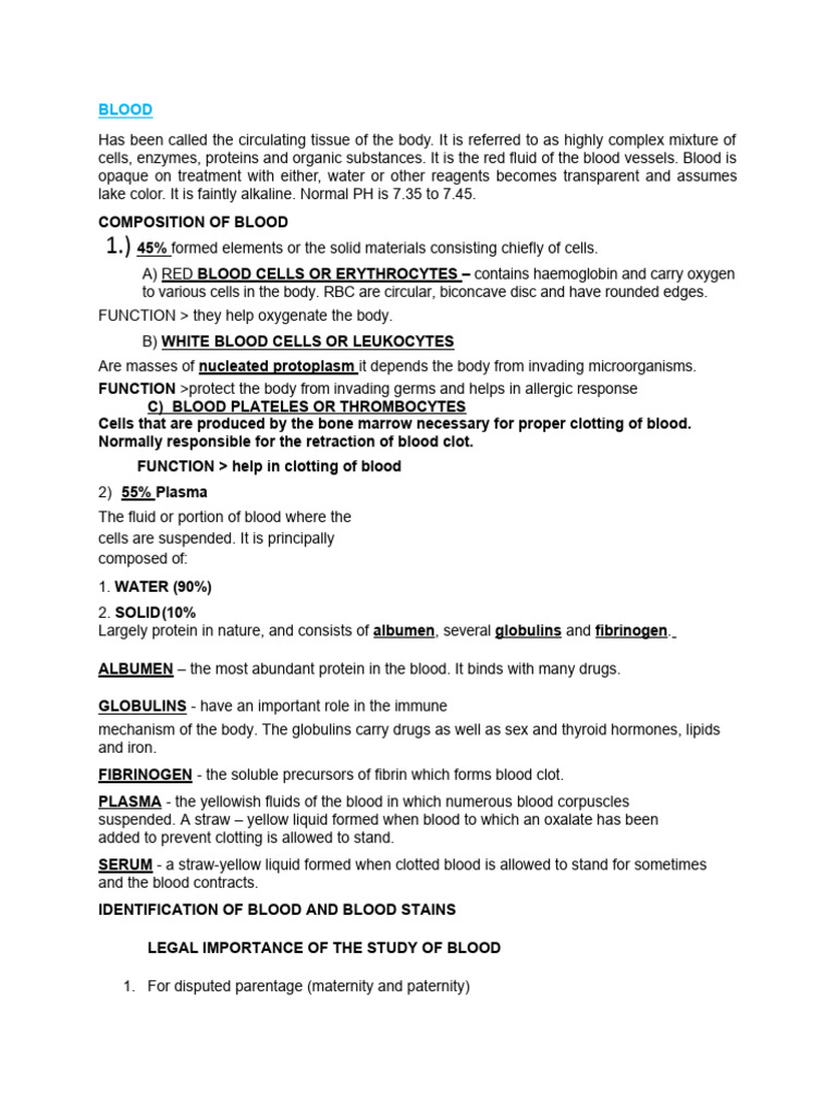 BLOOD Lecture | PDF | Blood | Blood Type