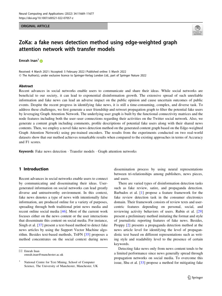 ZoKa A Fake News Detection Method Using Edge-Weighted Graph Attention ... ZoKa A Fake News Detection Method Using Edge-Weighted Graph Attention ...