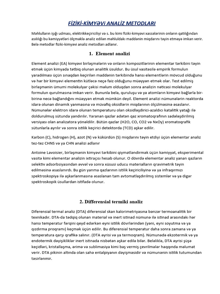 Muasir Analiz Metodlari F.T | PDF