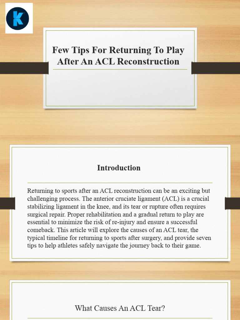 Few Tips For Returning To Play After An ACL Reconstruction | PDF ...