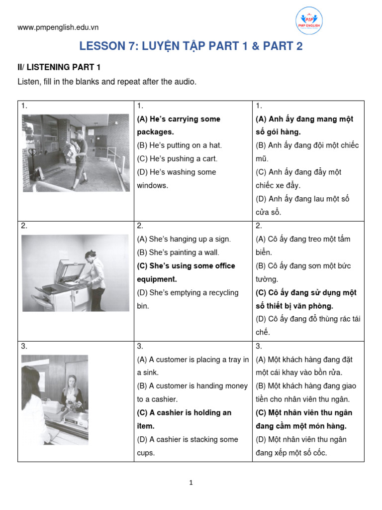 Transcript Lesson 7 - Bài M I | PDF