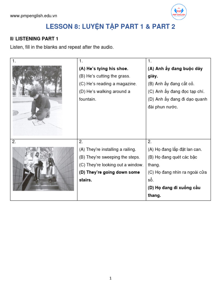 Transcript Lesson 8 - Bài M I | PDF