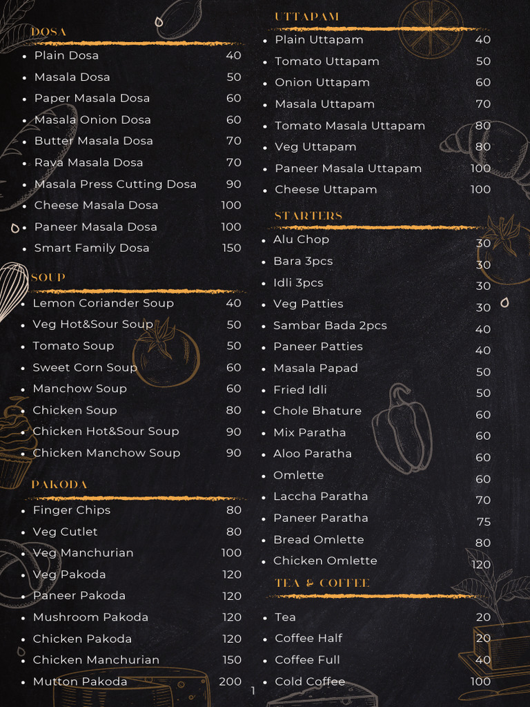Diverse Indian Menu: Dosas, Soups, and More | PDF | Hamburgers | Asian ...