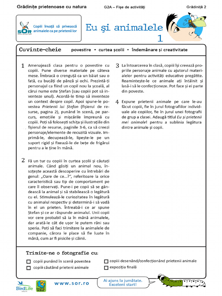 G2A - Fise de Activitati - Gradinita Prietenoasa Cu Natura | PDF
