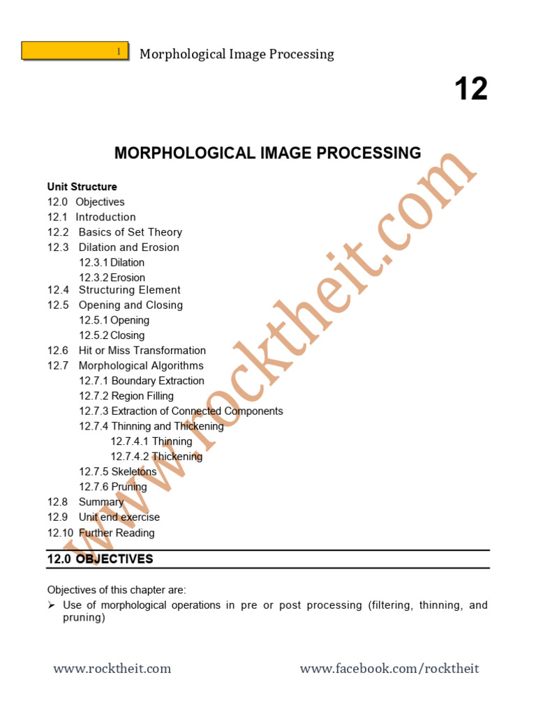 CHP - 12 - MORPHOLOGICAL IMAGE PROCESSING Min | PDF | Set (Mathematics) | Shape