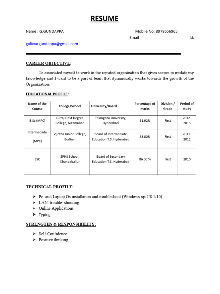 Gundappa Resume | PDF | X86 Architecture | System Software