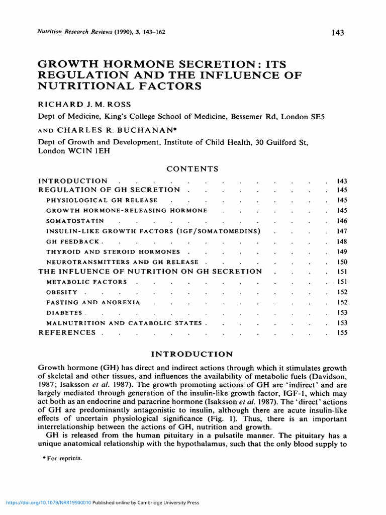 Div Class Title Growth Hormone Secretion Its Regulation and The ...