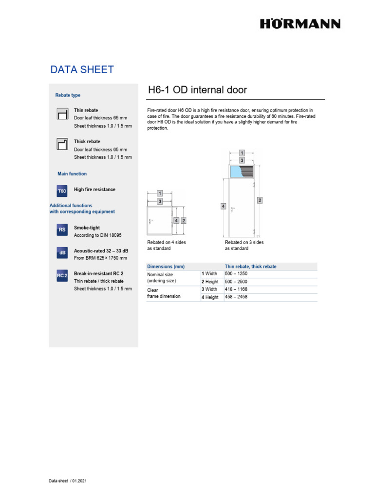 DB - H6-1 OD Innen - EN | PDF | Door | Wall
