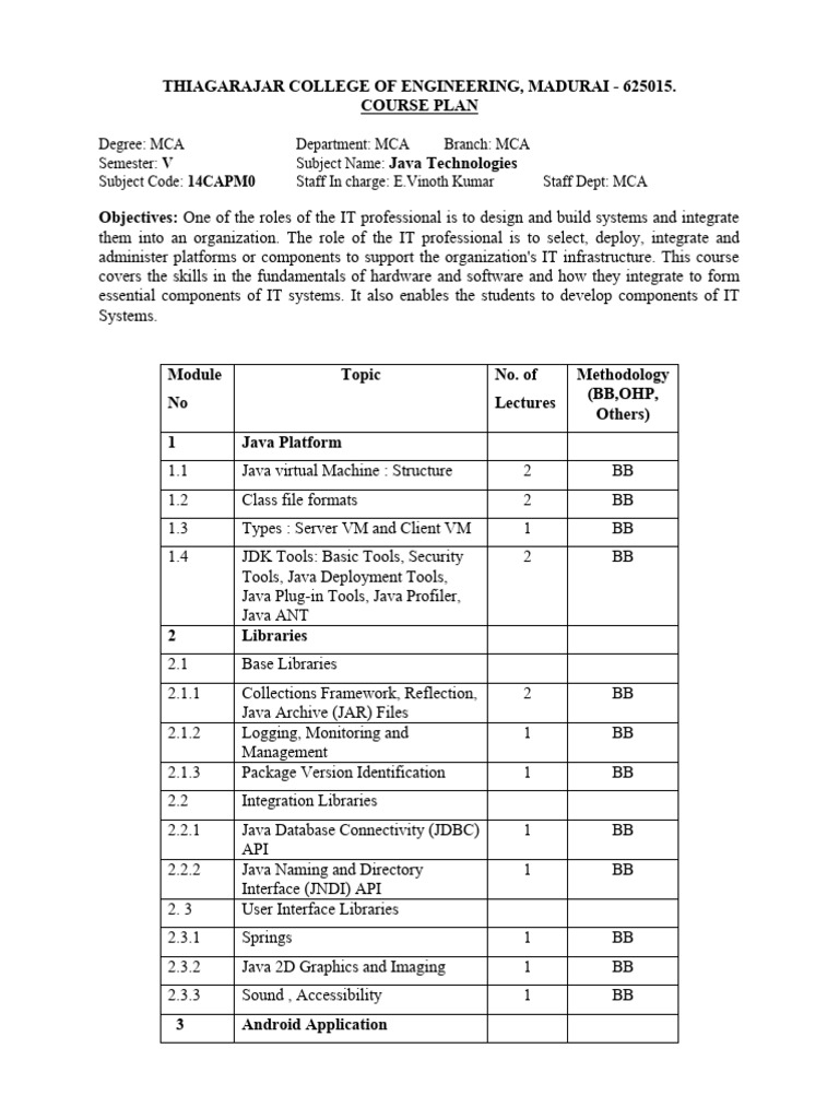 Java Tech Course Plan Download Free Pdf Java Programming Language Java Software Platform 