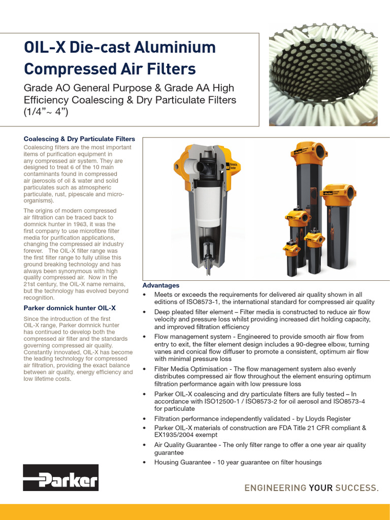 OIL-X Compressed Air Filters Overview | PDF | Filtration | Particulates
