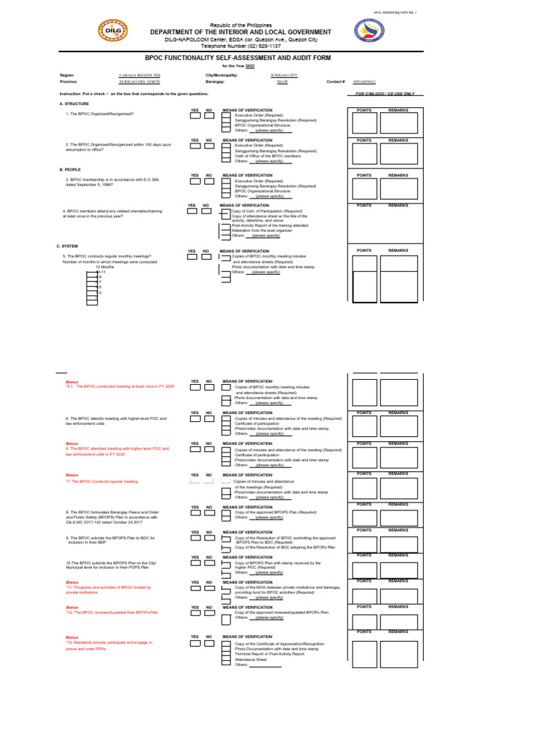 BPOC SELF ASSESSMENT AND AUDIT FORM BPOC Form 1.xlsx BPOC ASSESSMENT ...