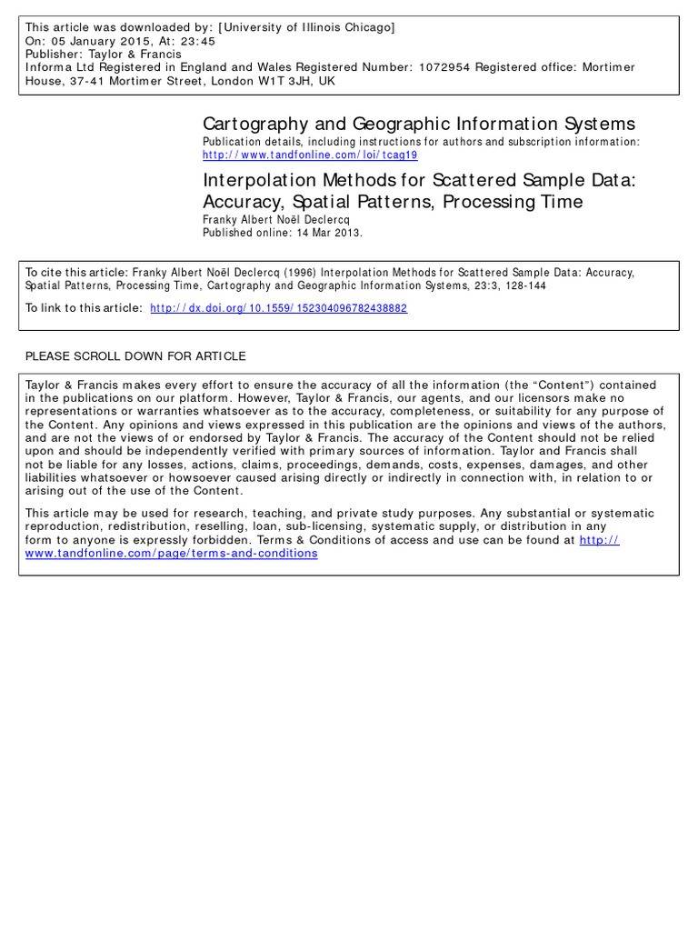 Interpolation Methods For Scattered Sample Data - Accuracy, Spatial Patterns, Processing Time ...