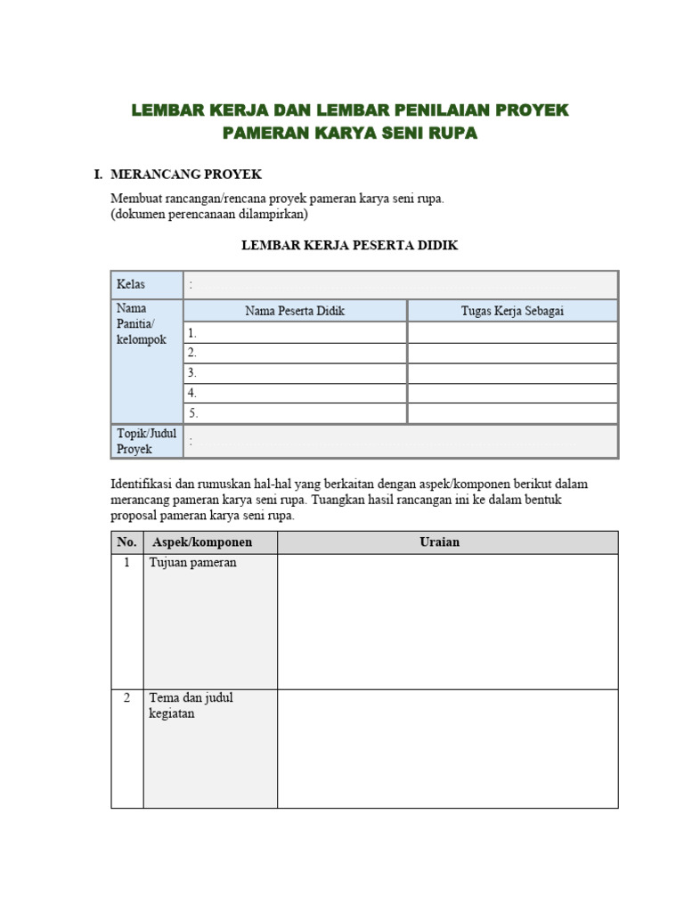 LK Dan LP Proyek Pameran Karya Seni Rupa | PDF